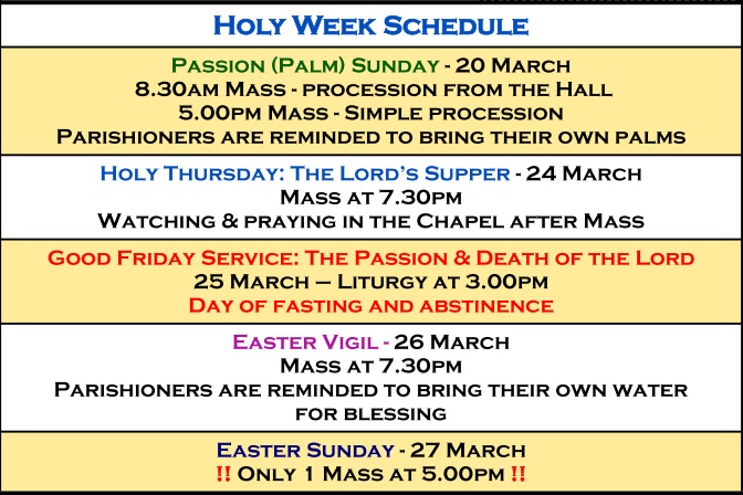 Holy Week Schedule 2016 – St Simon Catholic Church Likas