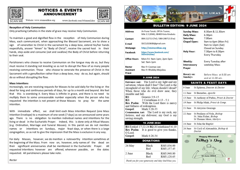 Parish Bulletin – St Simon Catholic Church Likas